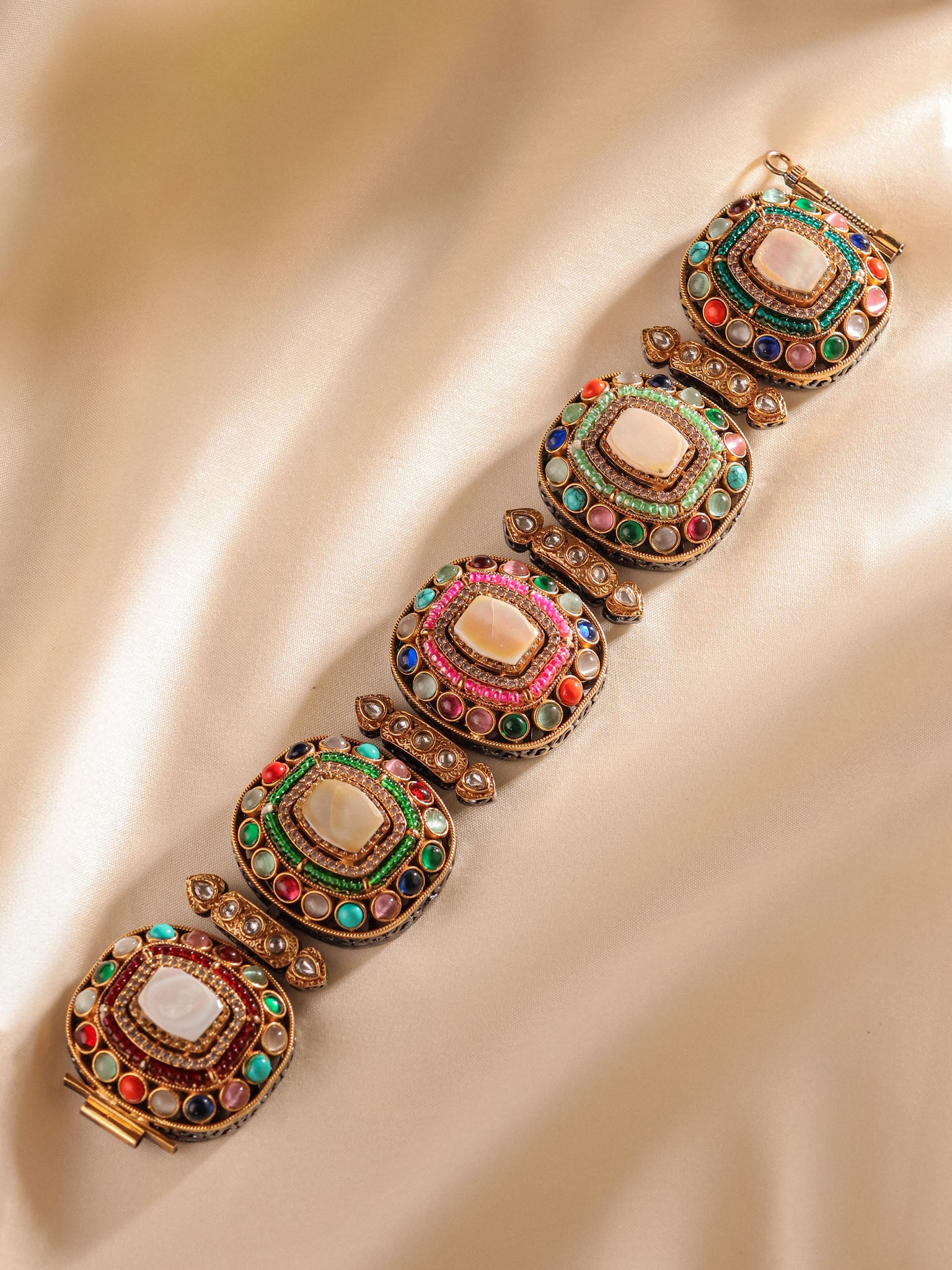 Navratna Noor Statement Bracelet