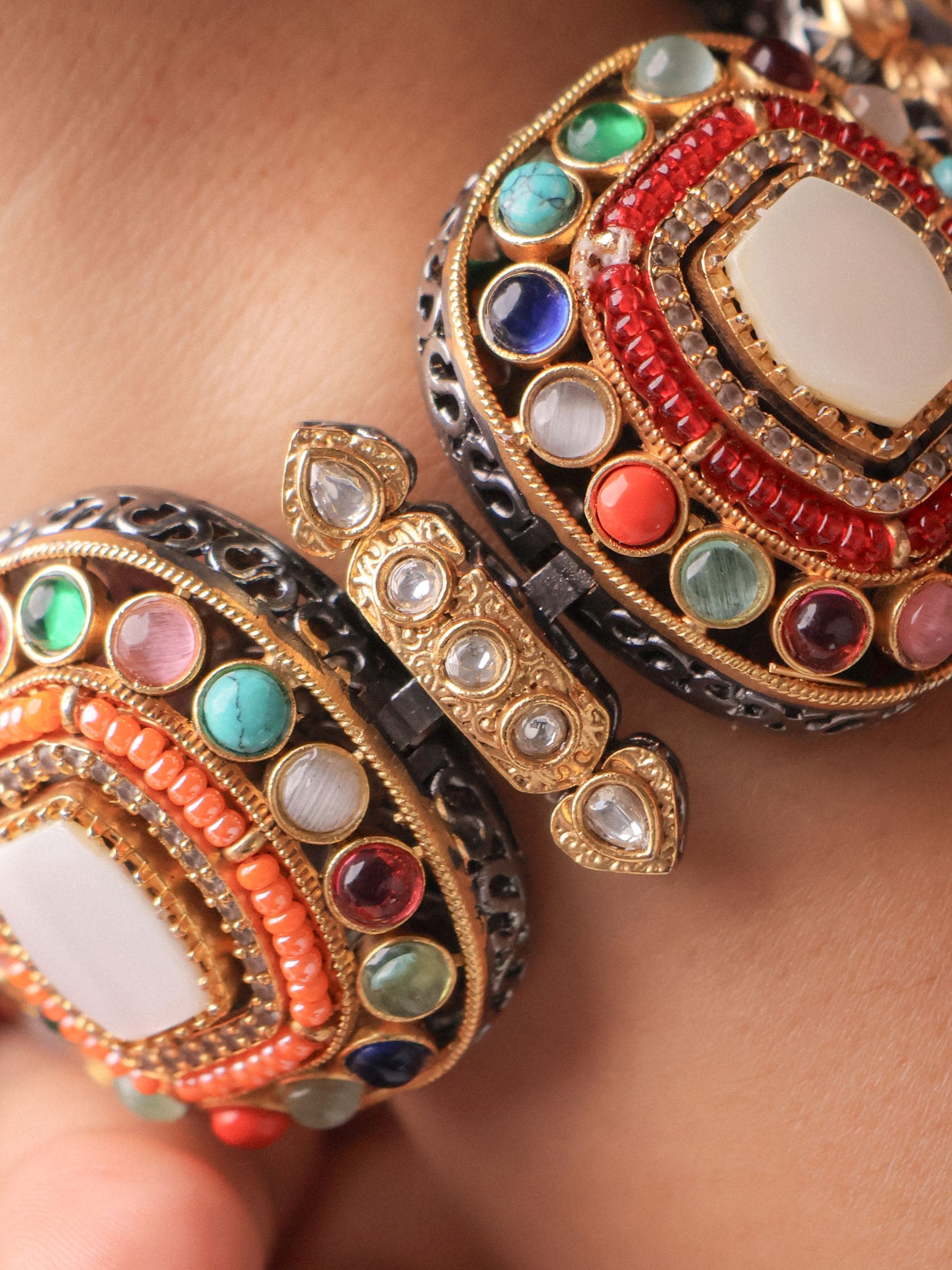 Navratna Noor Statement Bracelet