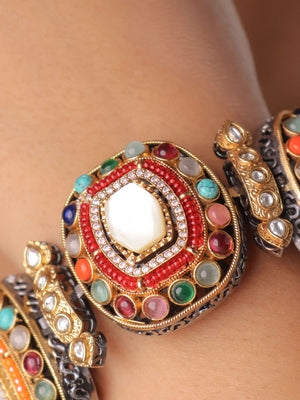 Navratna Noor Statement Bracelet